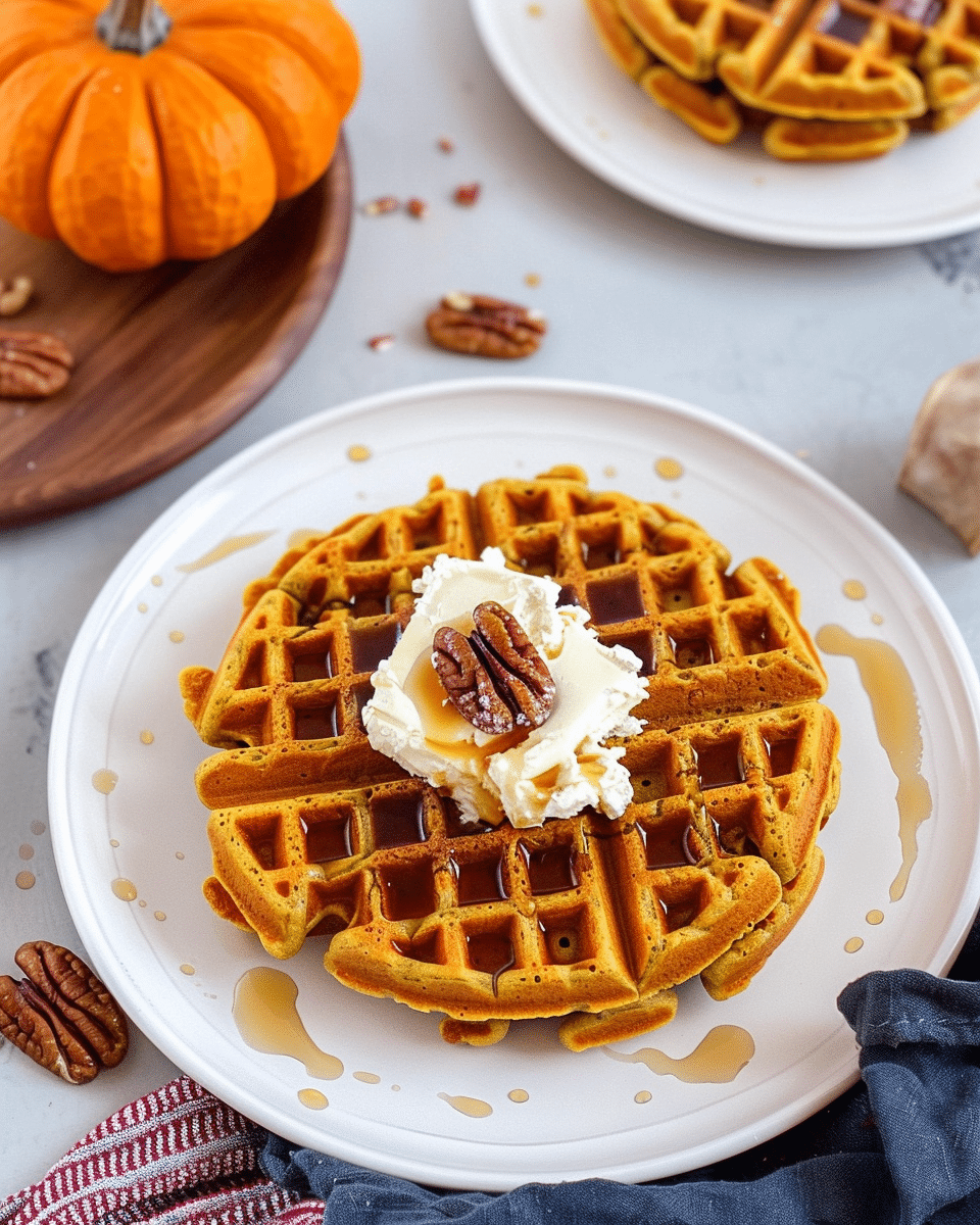 Pumpkin Spice Protein Waffles with Maple Butter | Dish Melt