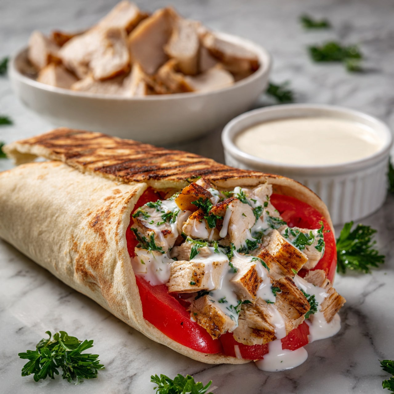 Chicken Shawarma with Garlic Sauce - Delicious Middle Eastern Flavor