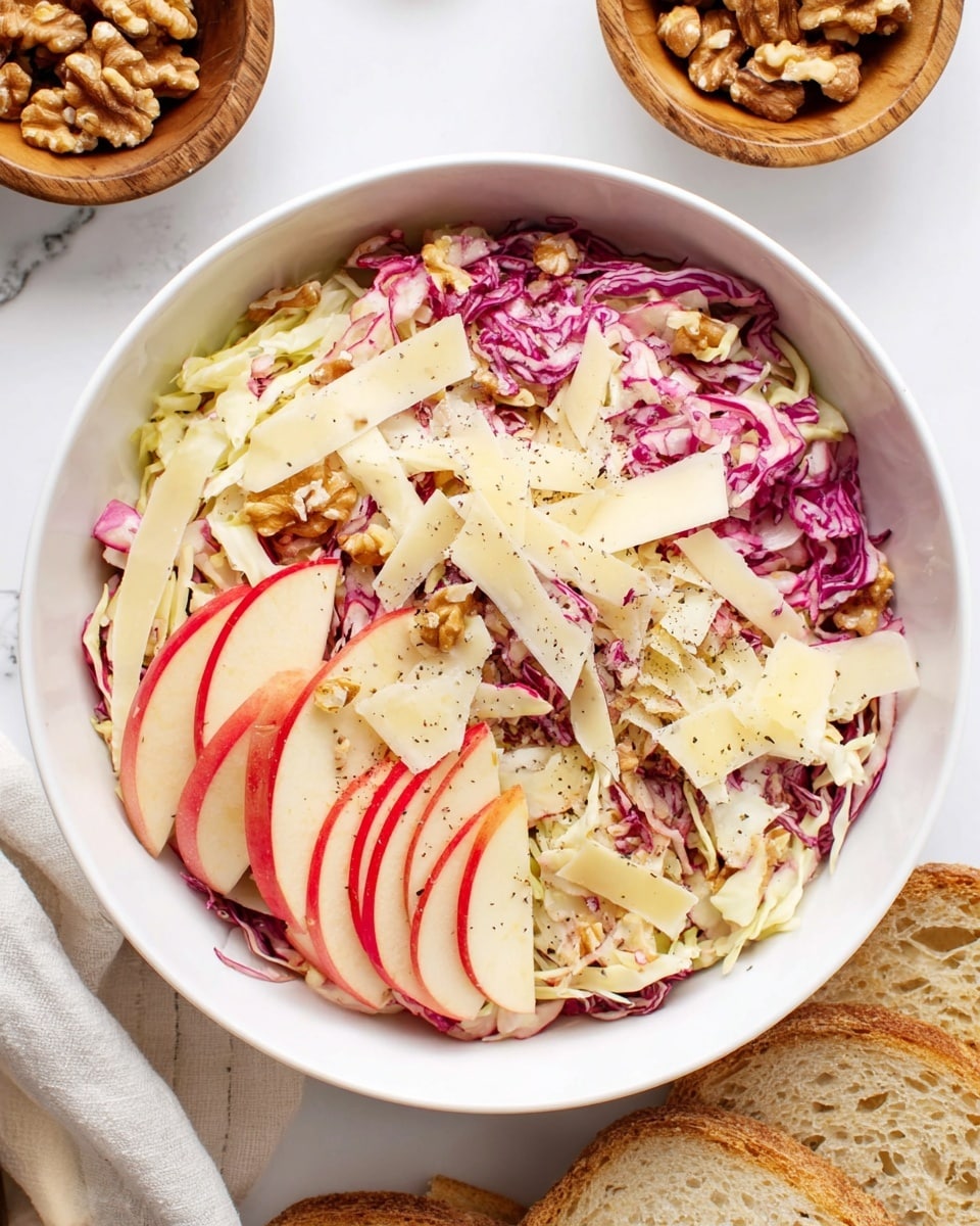 Cabbage Apple Salad with Toasted Walnuts and Parmesan | Fresh & Crunchy